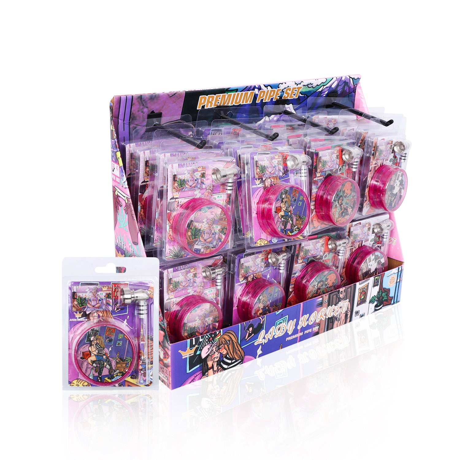 LADY HORNET 95 mm Glass Smoking Pipe Kit, Glass Tobacco Pipe with Meta ...